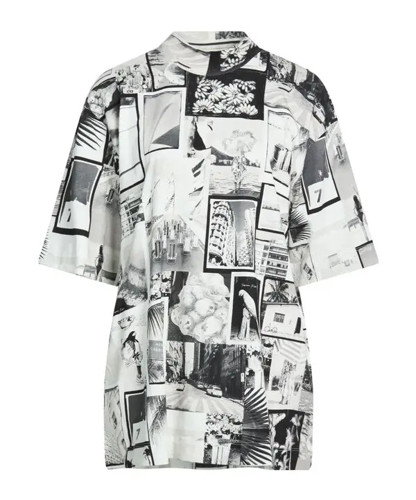 Farm Rio Printed Short Sleeve Mock Neck Top