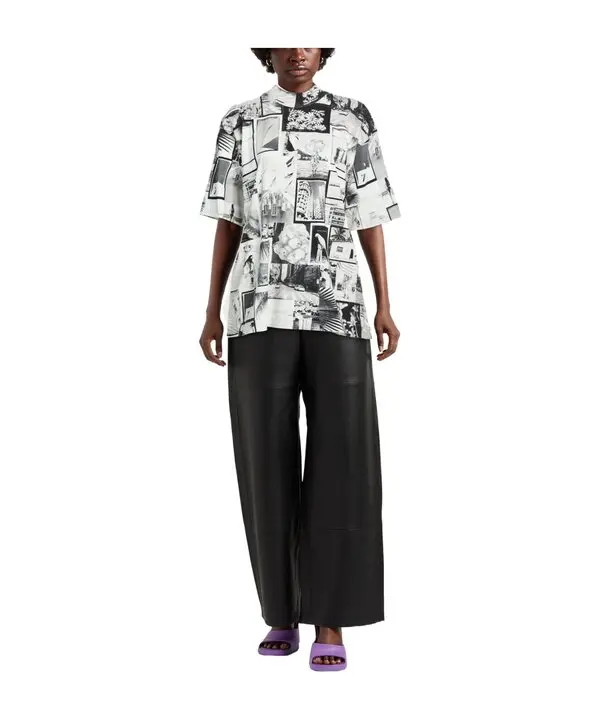 Farm Rio Printed Short Sleeve Mock Neck Top