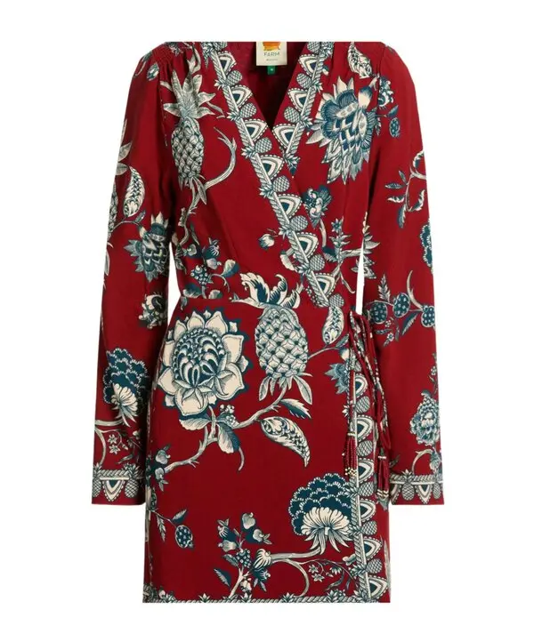 Farm Rio Floral Print Cady Wrap Dress