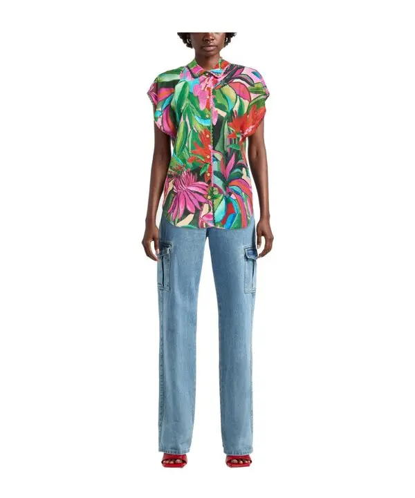 Farm Rio Floral Print Woven Shirt