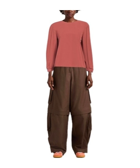 Max Mara Taffeta Top With 3/4 Length Sleeves - Red