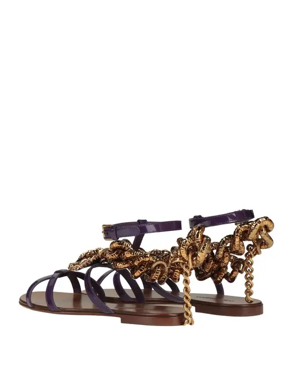Dolce & Gabbana Embellished Patent Leather Ankle Strap Sandals