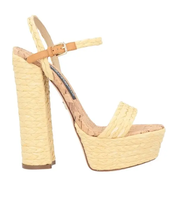 Dolce & Gabbana Raffia Platform Block Heel Sandals