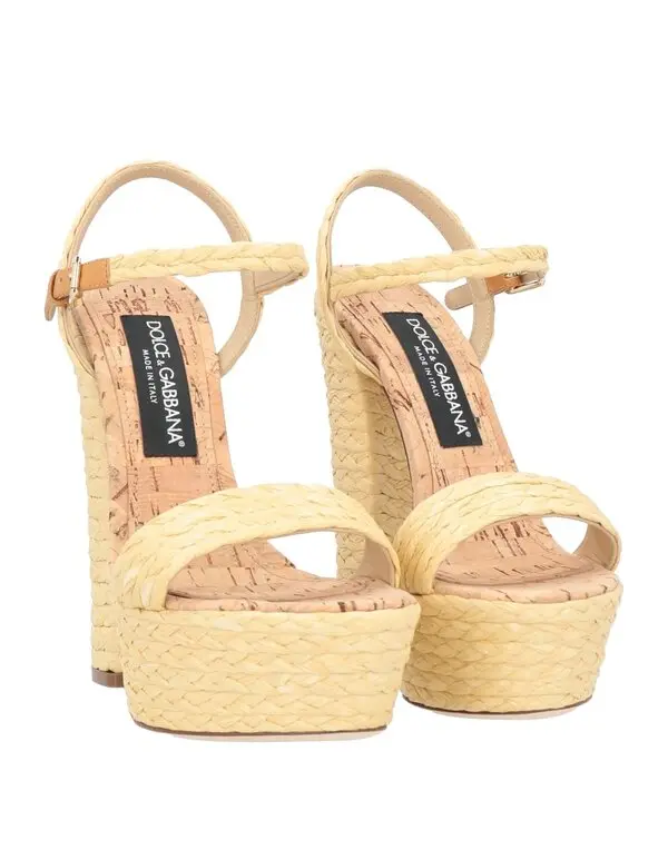 Dolce & Gabbana Raffia Platform Block Heel Sandals