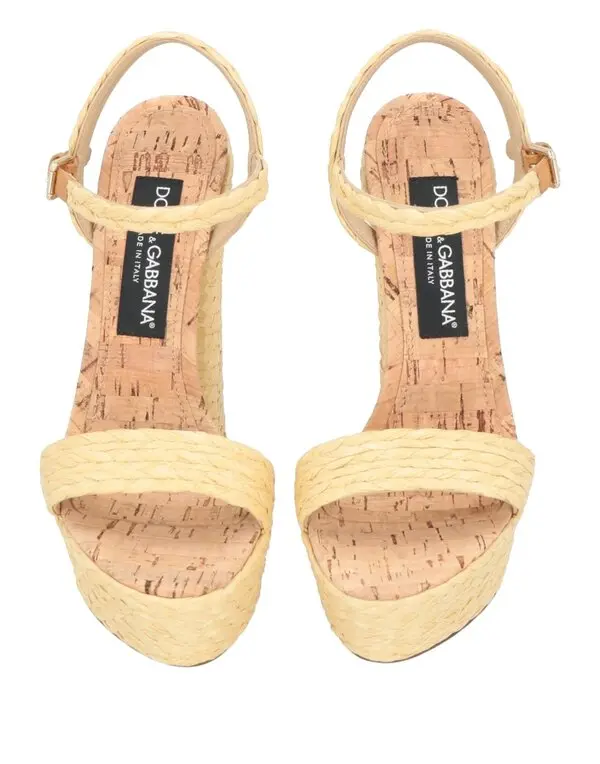 Dolce & Gabbana Raffia Platform Block Heel Sandals