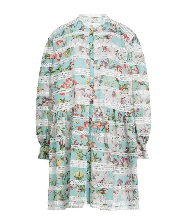 Dolce & Gabbana Floral Print Lace Shirt Dress - No