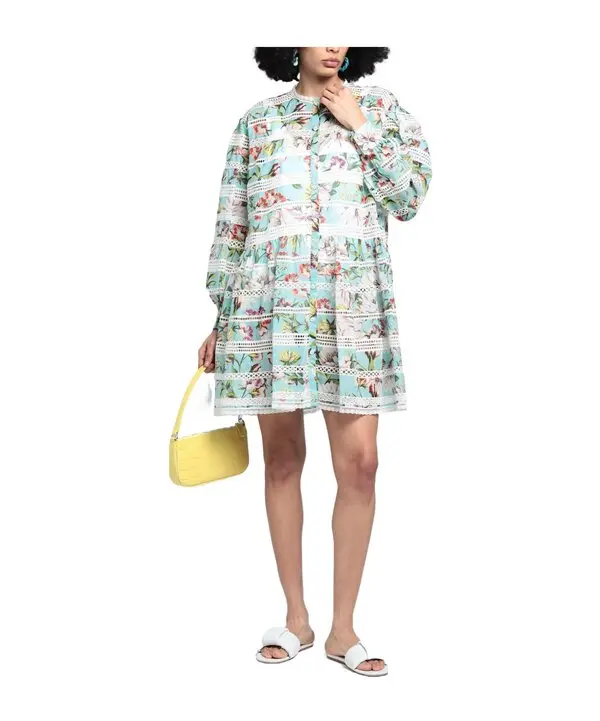 Dolce & Gabbana Floral Print Lace Shirt Dress