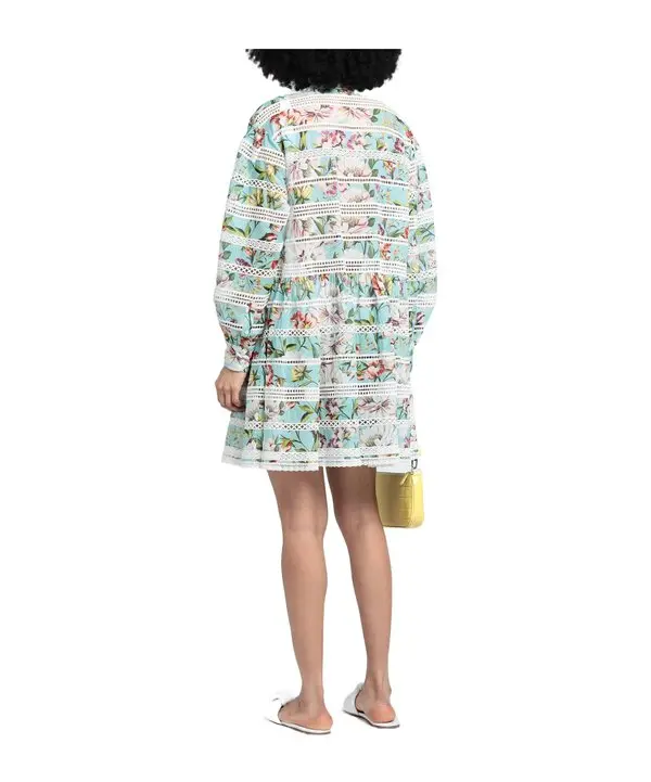 Dolce & Gabbana Floral Print Lace Shirt Dress