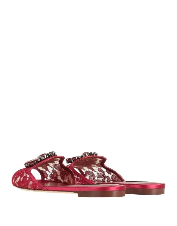 Dolce & Gabbana Two-tone Satin And Lace Embellished Slide Slippers - Red