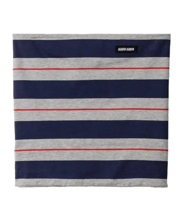 Miu Miu Striped Jersey Top - Gray/navy Blue