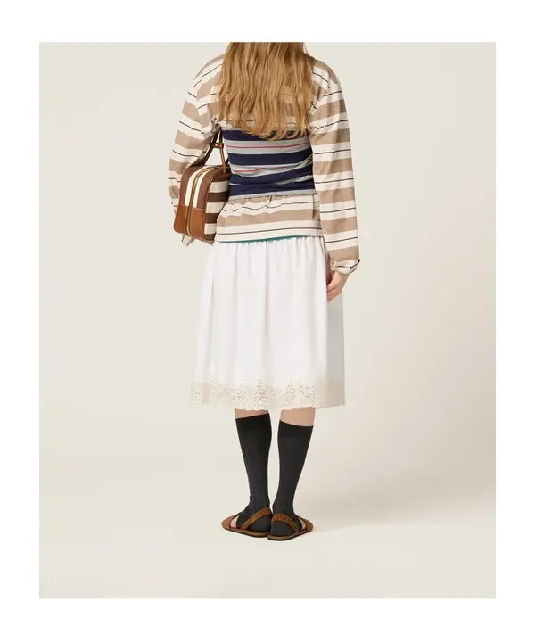 Miu Miu Striped Jersey Top - Gray/navy Blue
