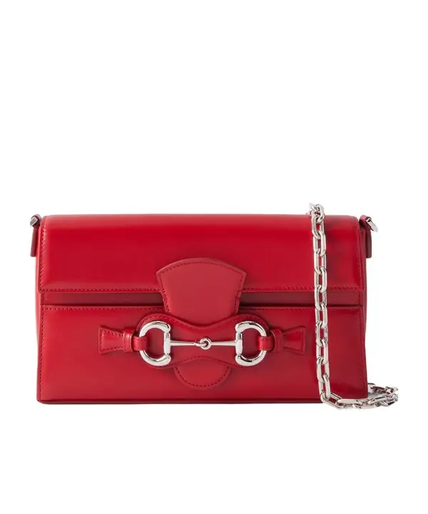 Gucci Horsebit Ristretto Medium Shoulder Bag - Red