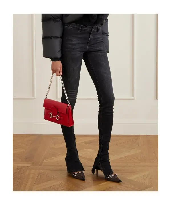 Gucci Horsebit Ristretto Medium Shoulder Bag - Red