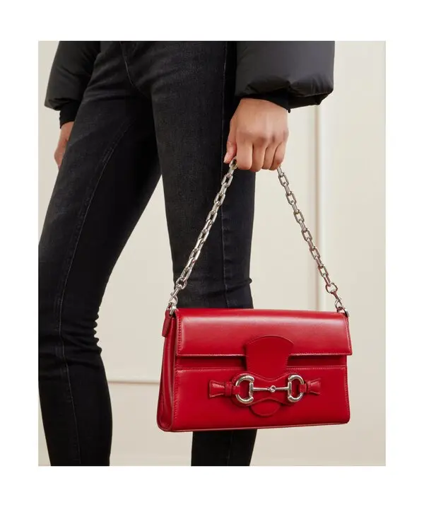 Gucci Horsebit Ristretto Medium Shoulder Bag - Red