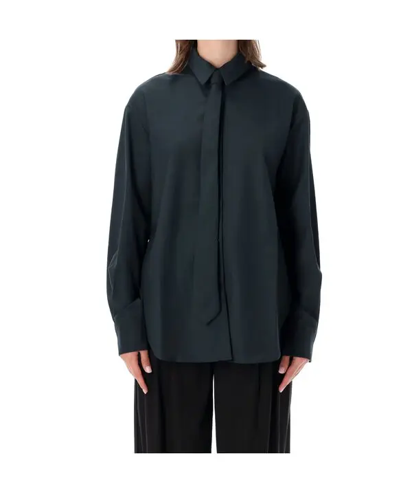 THE FRANKIE SHOP Relaxed-fit Shirt With Classic Collar And Tie-front Detail