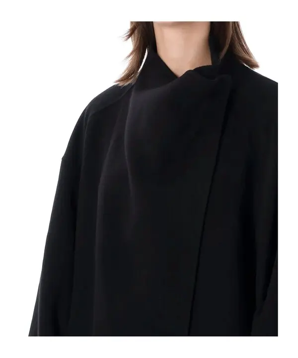 THE FRANKIE SHOP Oversized Wool Coat With Funnel Neck - Black