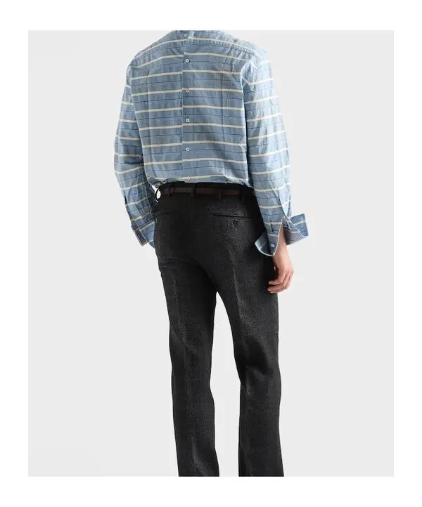 Prada Long-sleeved Striped T-shirt - Sky-blue