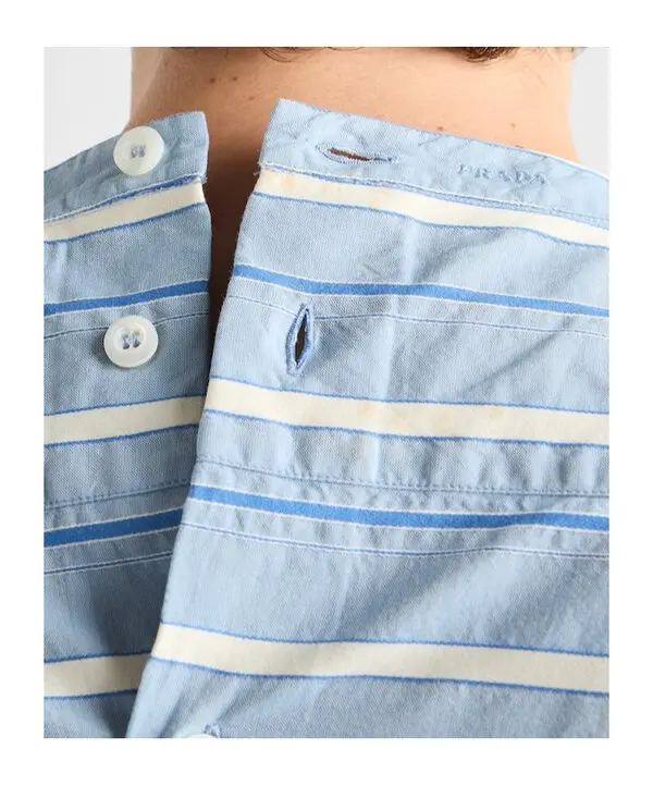 Prada Long-sleeved Striped T-shirt - Sky-blue