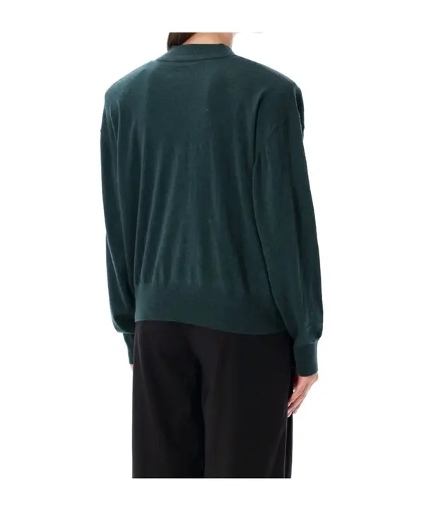 THE FRANKIE SHOP Ribbed Wool Turtleneck Knit Top With Shoulder Pads - Green
