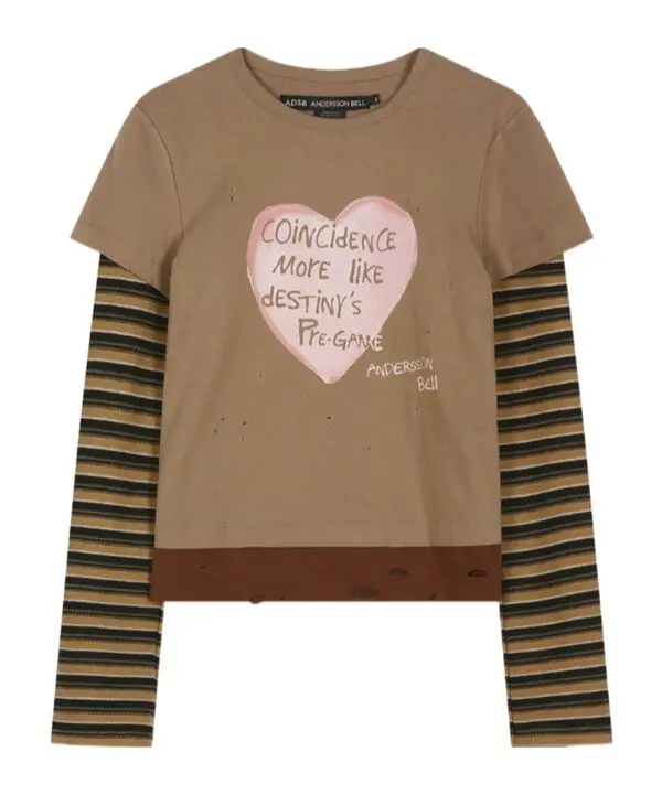 Andersson Bell Layered Heart Message Long Sleeve T-shirt