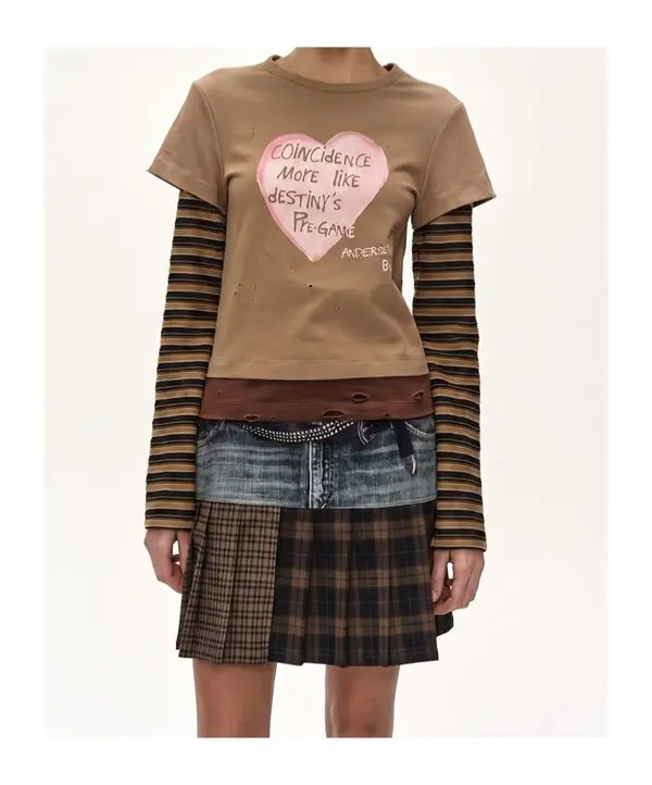 Andersson Bell Layered Heart Message Long Sleeve T-shirt