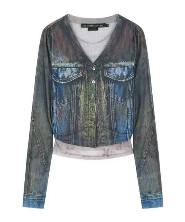 Andersson Bell Trompe L'oeil Denim Layered Top