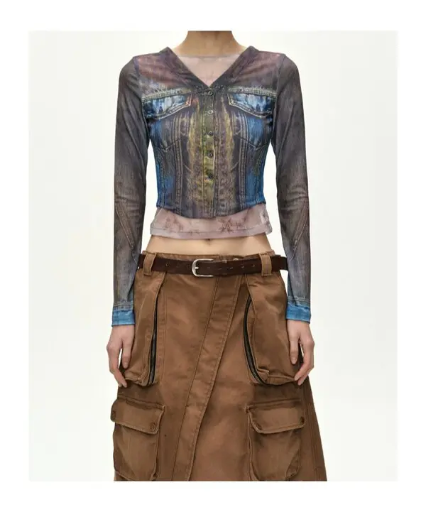 Andersson Bell Trompe L'oeil Denim Layered Top