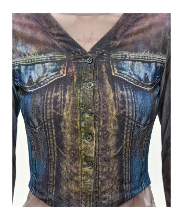Andersson Bell Trompe L'oeil Denim Layered Top