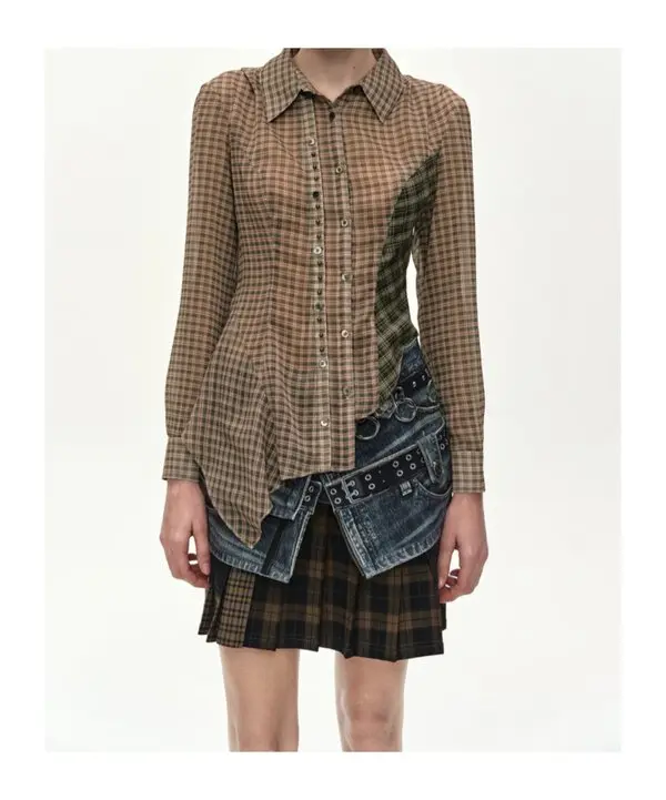 Andersson Bell Asymmetric Studded Mesh Shirt