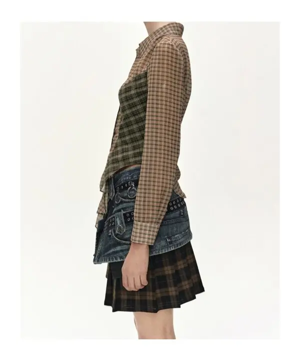 Andersson Bell Asymmetric Studded Mesh Shirt