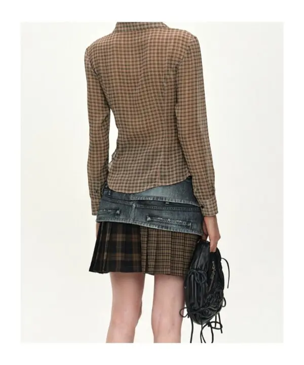 Andersson Bell Asymmetric Studded Mesh Shirt