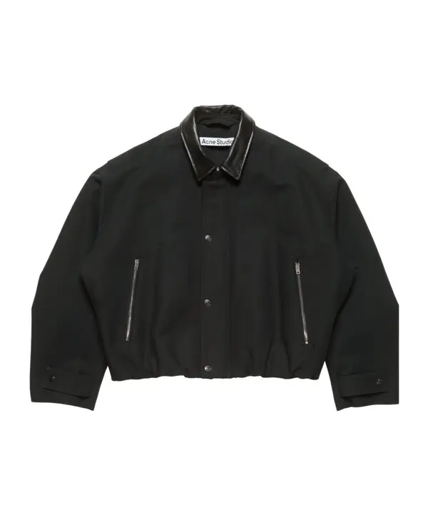 Acne Studios Cotton Satin Bomber With Leather Collar