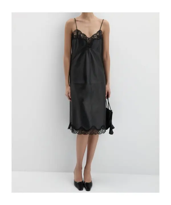 Magda Butrym Leather Lace-trim Slip Dress