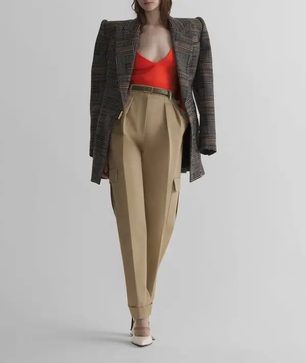 MUGLER Cropped Cashmere V-neck Knit Top