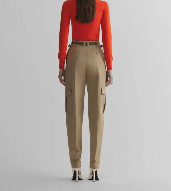 MUGLER Cropped Cashmere V-neck Knit Top