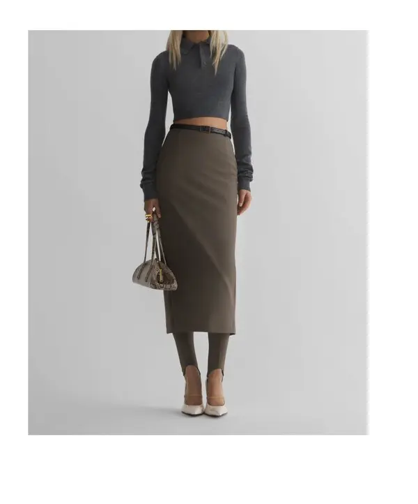 MUGLER Cashmere Cropped Polo Top
