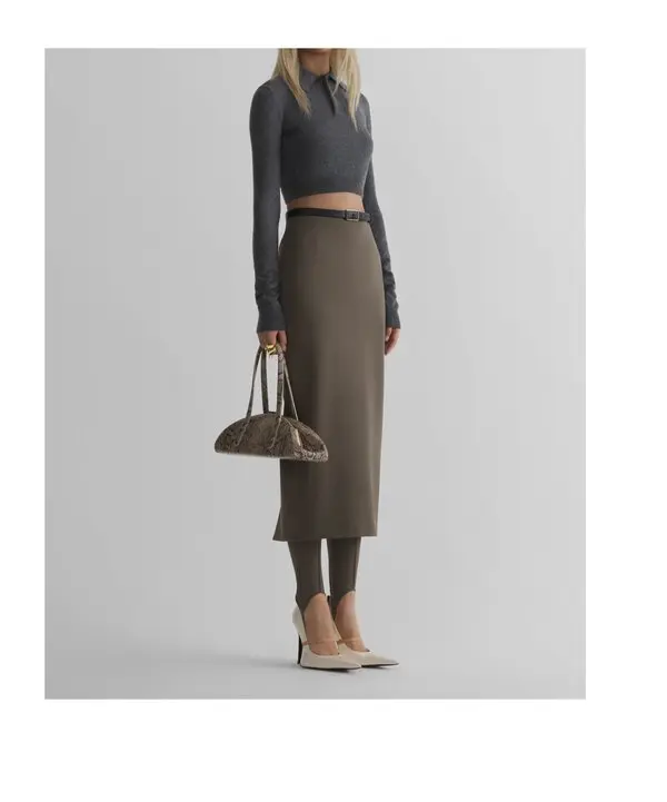MUGLER Cashmere Cropped Polo Top