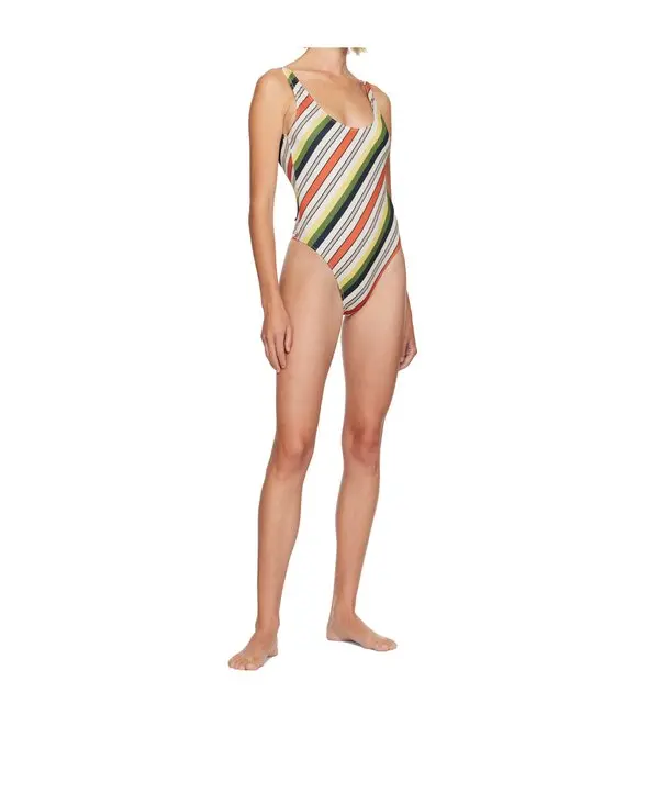 JEAN PAUL GAULTIER Diagonal Striped One-piece Swimsuit