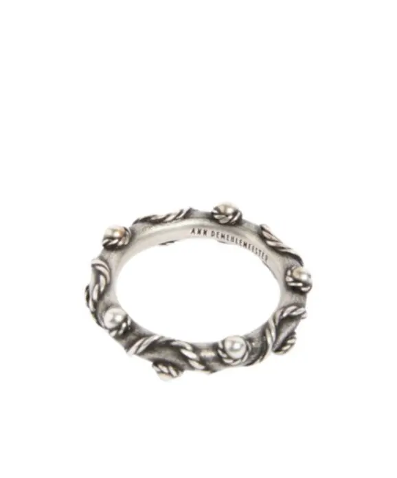 ANN DEMEULEMEESTER Rope-detail Studded Ring - Ancient Silver