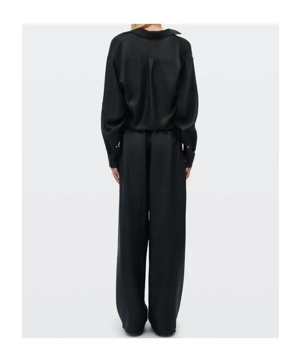 Alexander Wang Silk Mid-rise Relaxed Fit Track Pants - Black
