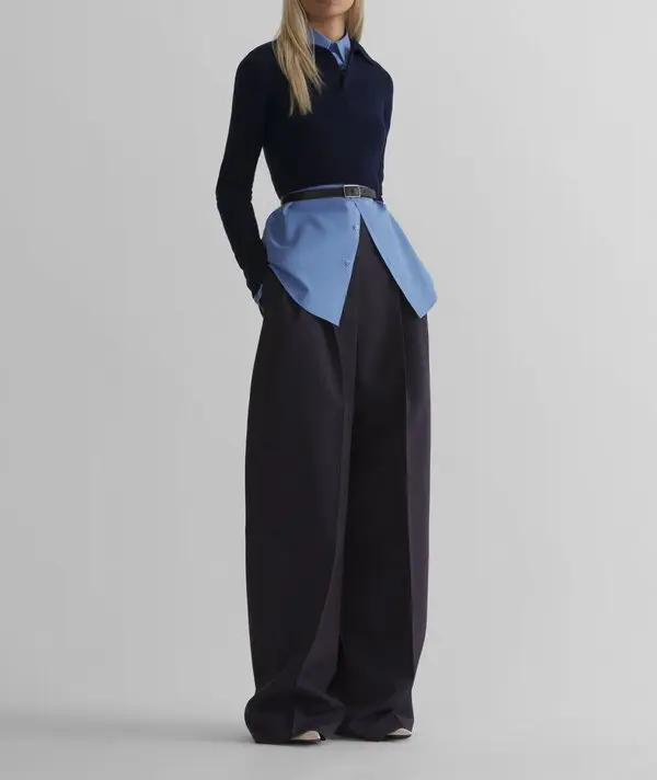 MUGLER Cashmere Cropped Polo Top