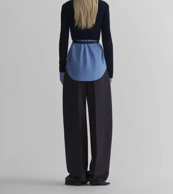 MUGLER Cashmere Cropped Polo Top