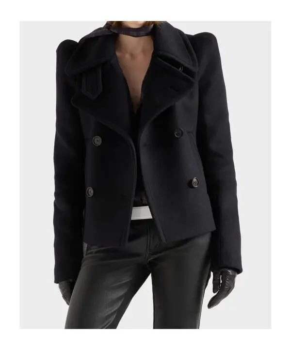 7 For All Mankind Double-breasted Wool Coat With Structured Shoulders