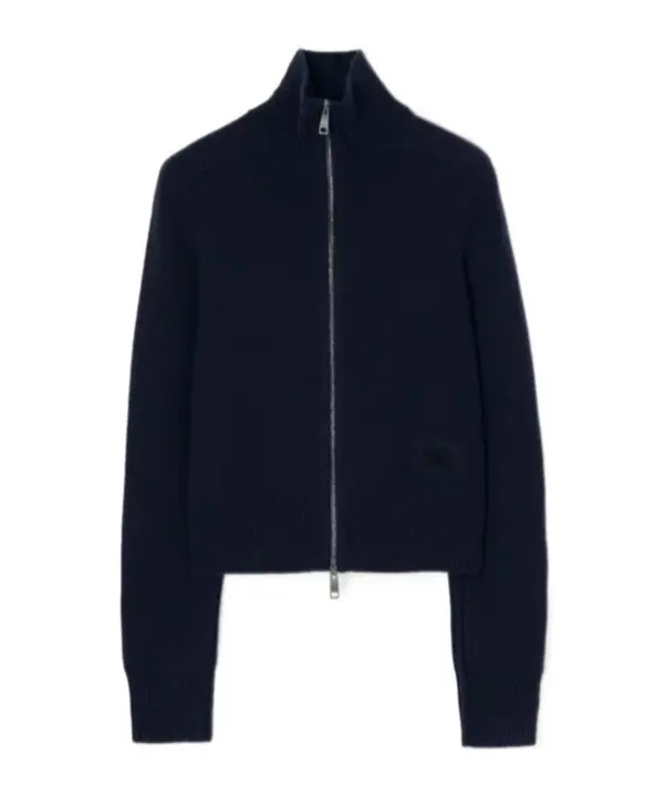 Burberry Cashmere Blend Zip-up Jacket With Knight Motif