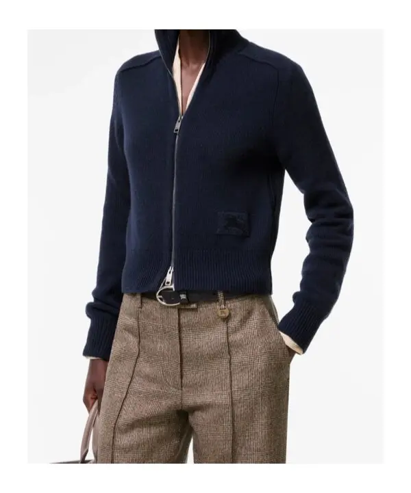 Burberry Cashmere Blend Zip-up Jacket With Knight Motif