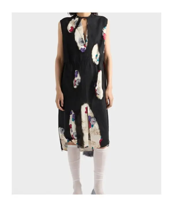 Prada Devore Georgette Floral Print Dress