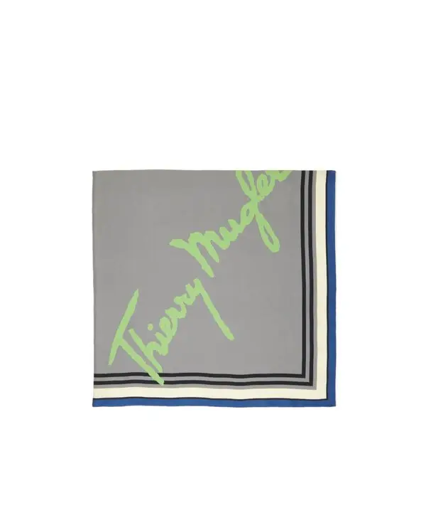 MUGLER Square Silk Scarf - Charcoal/green