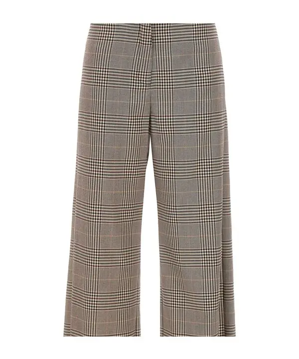 Marella Checked Wide-leg Trousers - No