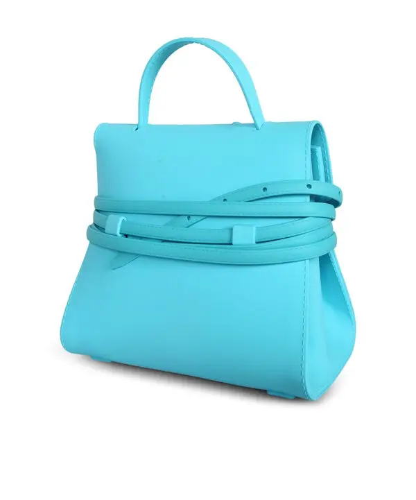 Moschino Belted Foldover Top Tote Bag - Blue