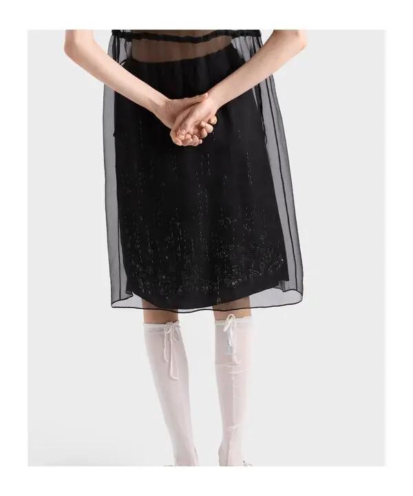 Prada Embroidered Silk Cigaline Midi Dress